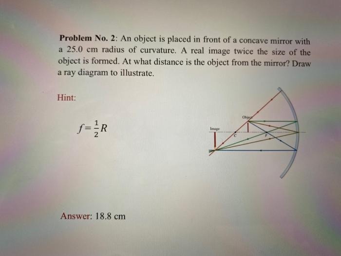 Solved Problem No. 2: An object is placed in front of a | Chegg.com