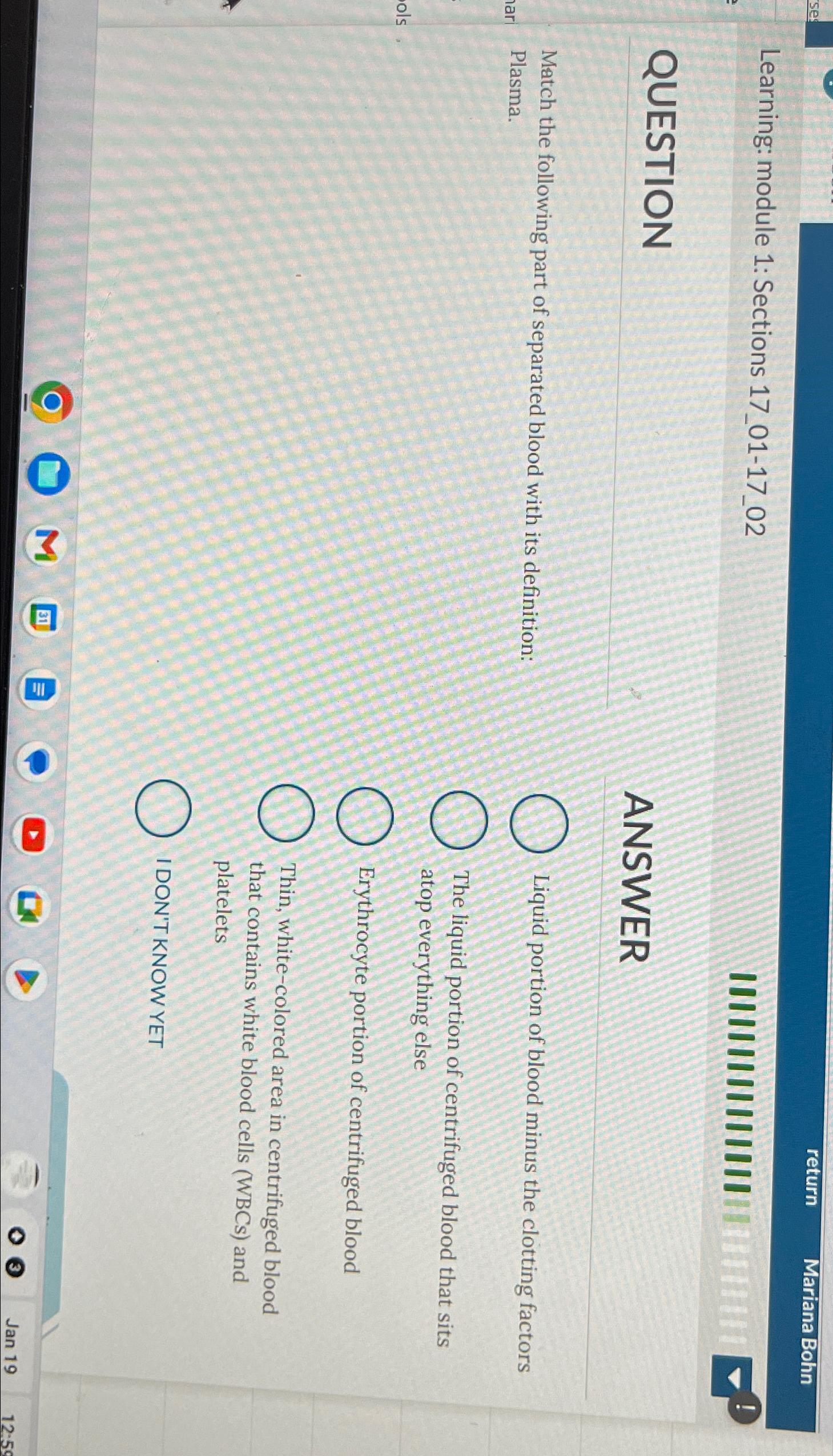 Solved returnMariana BohnLearning: module 1: Sections | Chegg.com