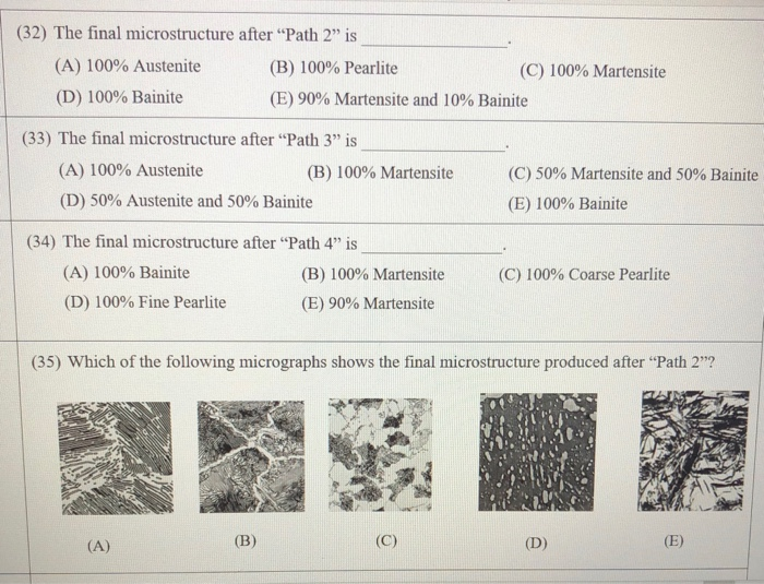 Solved (32) The final microstructure after "Path 2" is (A) | Chegg.com