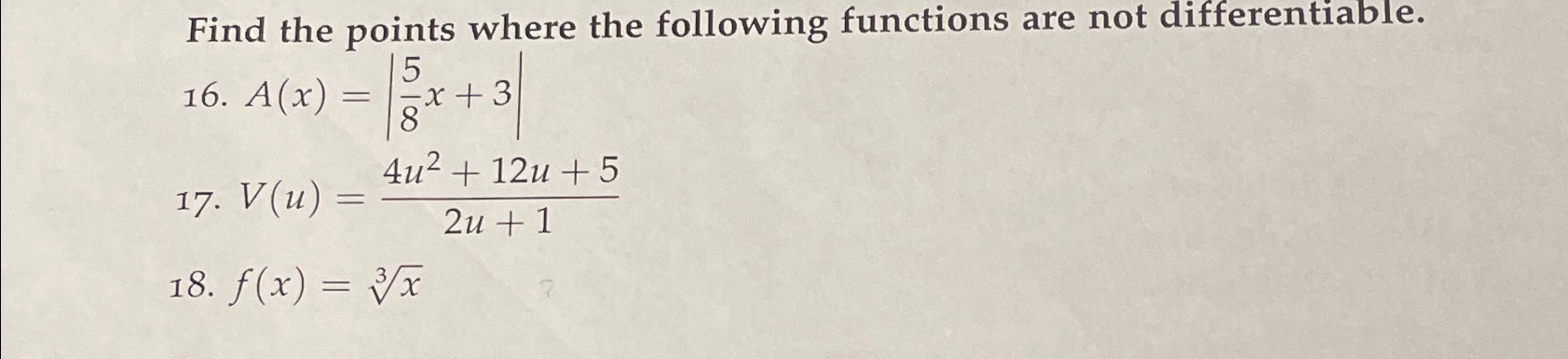 Solved Find the points where the following functions are not | Chegg.com