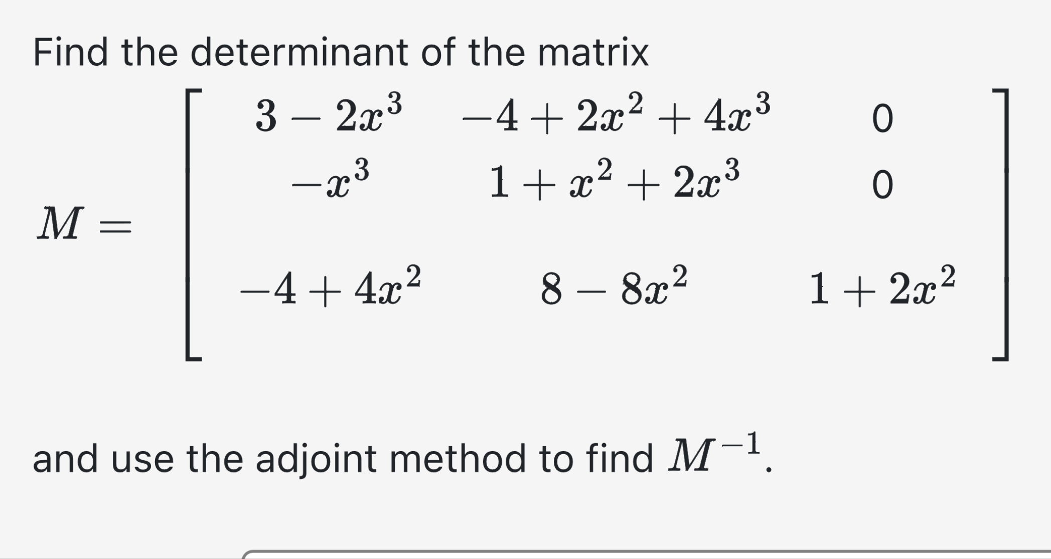 Find the determinant of the | Chegg.com