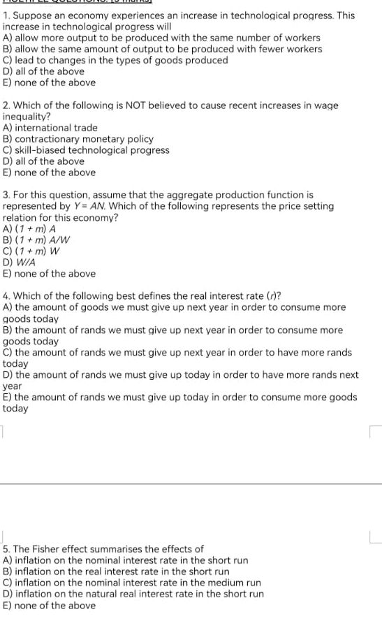 Solved Suppose an economy experiences an increase in | Chegg.com
