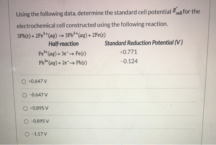 Solved Chemistry Help Using The Following Data Determine