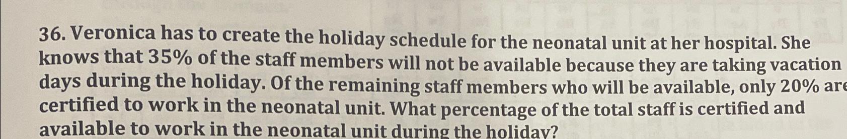 Solved Veronica has to create the holiday schedule for the | Chegg.com