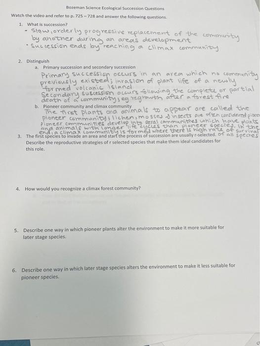 Solved Bozeman Science Ecological Succession Questions Watch | Chegg.com