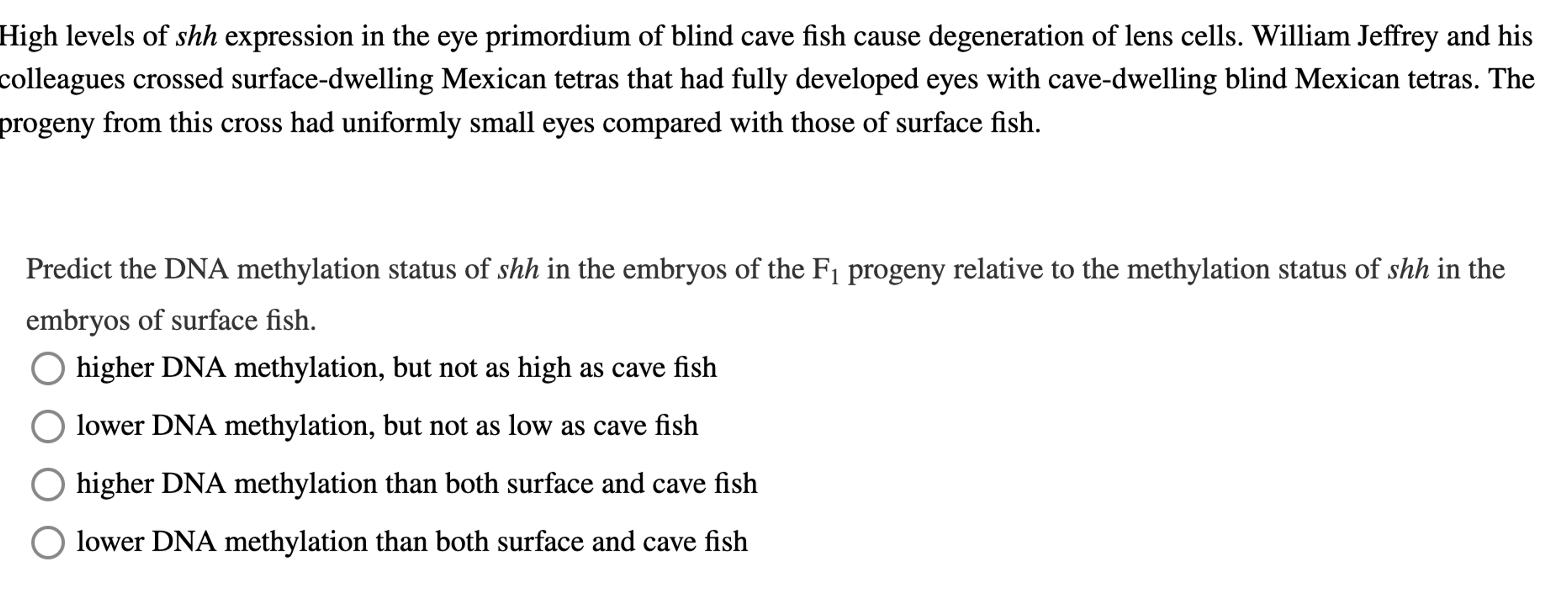 Solved High levels of shh ﻿expression in the eye primordium | Chegg.com