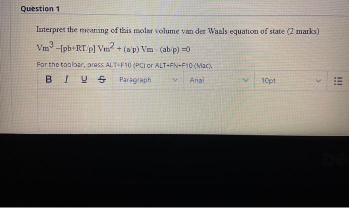 Solved Question 1 Interpret the meaning of this molar volume | Chegg.com