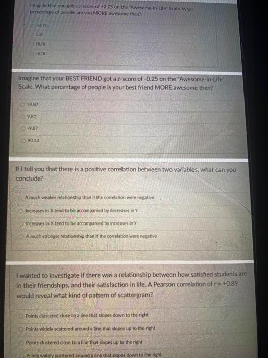 Solved Imagine that you got a score of -2.25 on the | Chegg.com