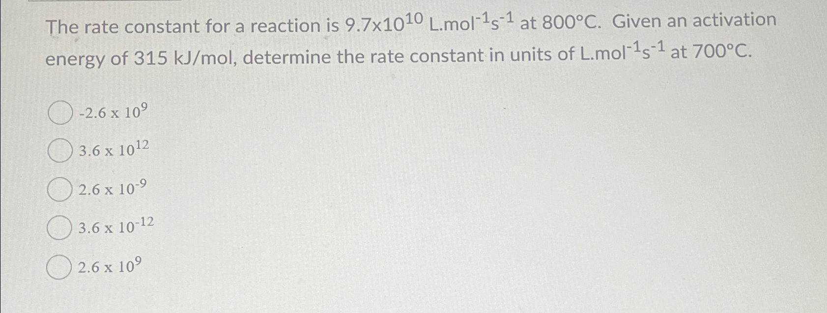 Solved The rate constant for a reaction is | Chegg.com