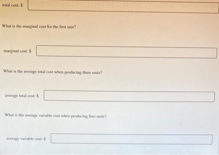 Solved Use your knowledge of cost functions to calculate the | Chegg.com