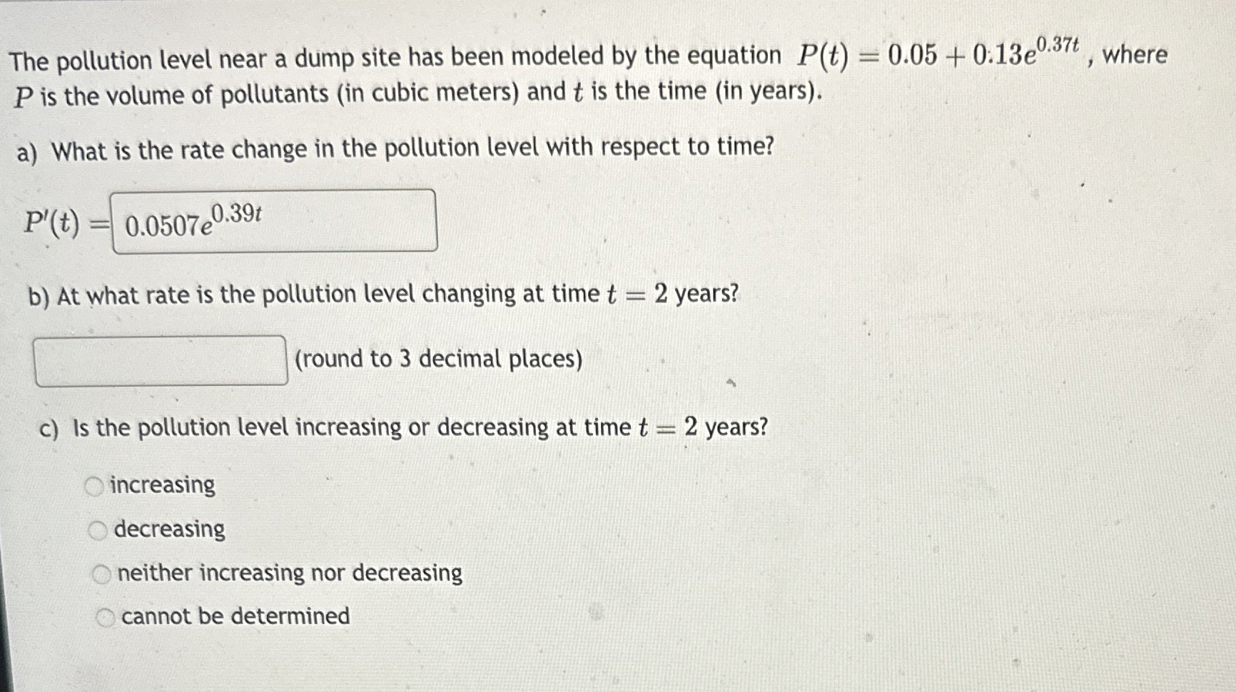 Solved The pollution level near a dump site has been modeled | Chegg.com