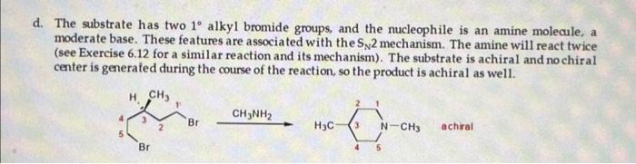 Solved d. The substrate has two 1∘ alkyl bromide groups, and | Chegg.com
