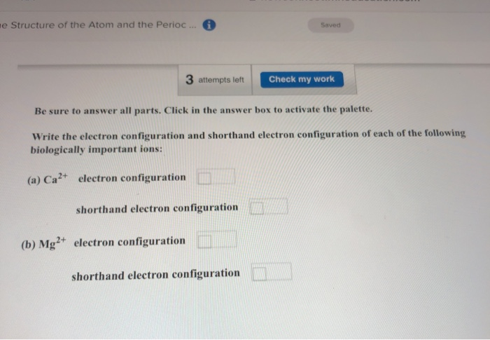 Solved e Structure of the Atom and the Perioc... Saved 3 | Chegg.com
