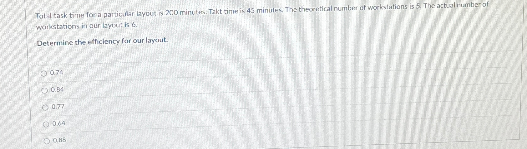 Solved Total task time for a particular layout is 200 | Chegg.com