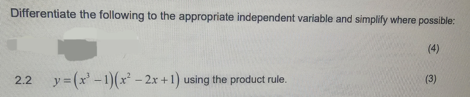 Solved Differentiate the following to the appropriate | Chegg.com