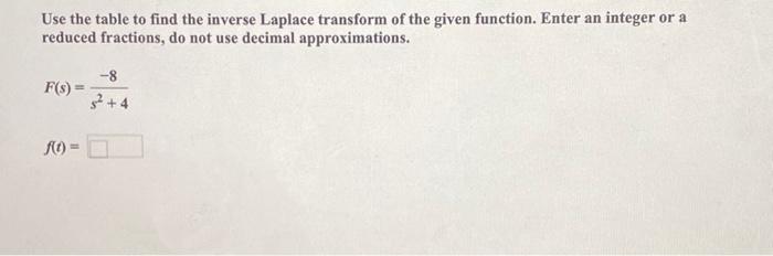 Solved Use the table to find the inverse Laplace transform | Chegg.com