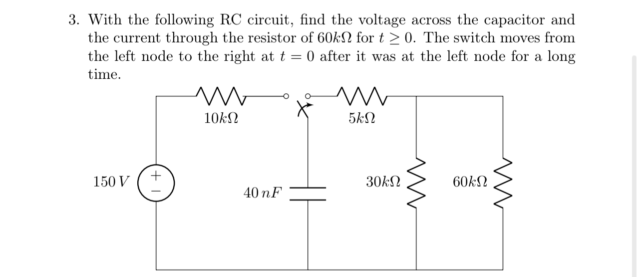 Solved With the following RC ﻿circuit, find the voltage | Chegg.com