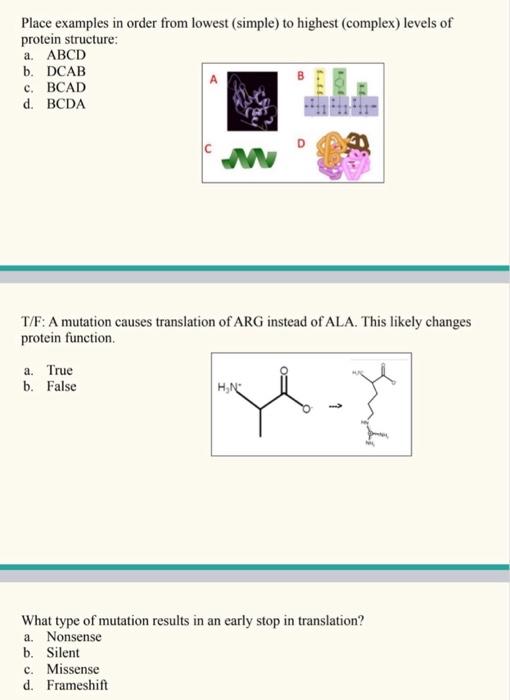 Solved Place examples in order from lowest (simple) to | Chegg.com