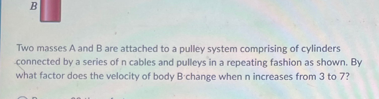 Solved Two masses A and B are attached to a pulley system | Chegg.com