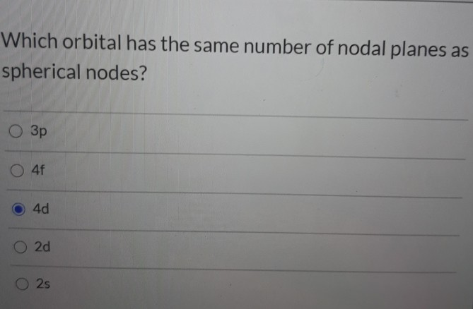 Solved Which orbital has the same number of nodal planes as | Chegg.com