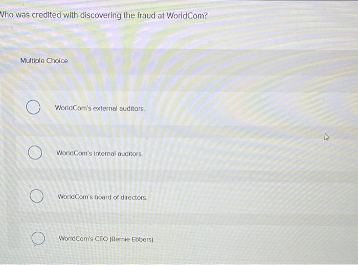 Solved The video describes how WorldCom was accused of | Chegg.com Solved The video describes how WorldCom was accused of | Chegg.com