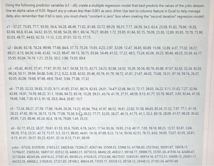 Solved Using the following predictor variables (x1−x6), | Chegg.com