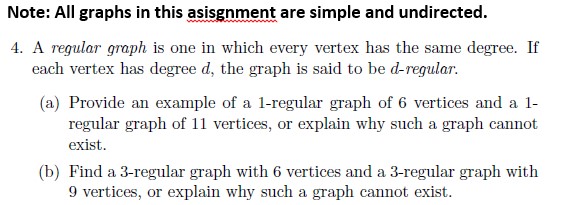 Note: All graphs in this asisgnment are simple and | Chegg.com
