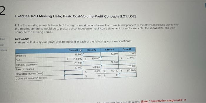 Solved 2 Book int rences Exercise 4-13 Missing Data; Basic | Chegg.com