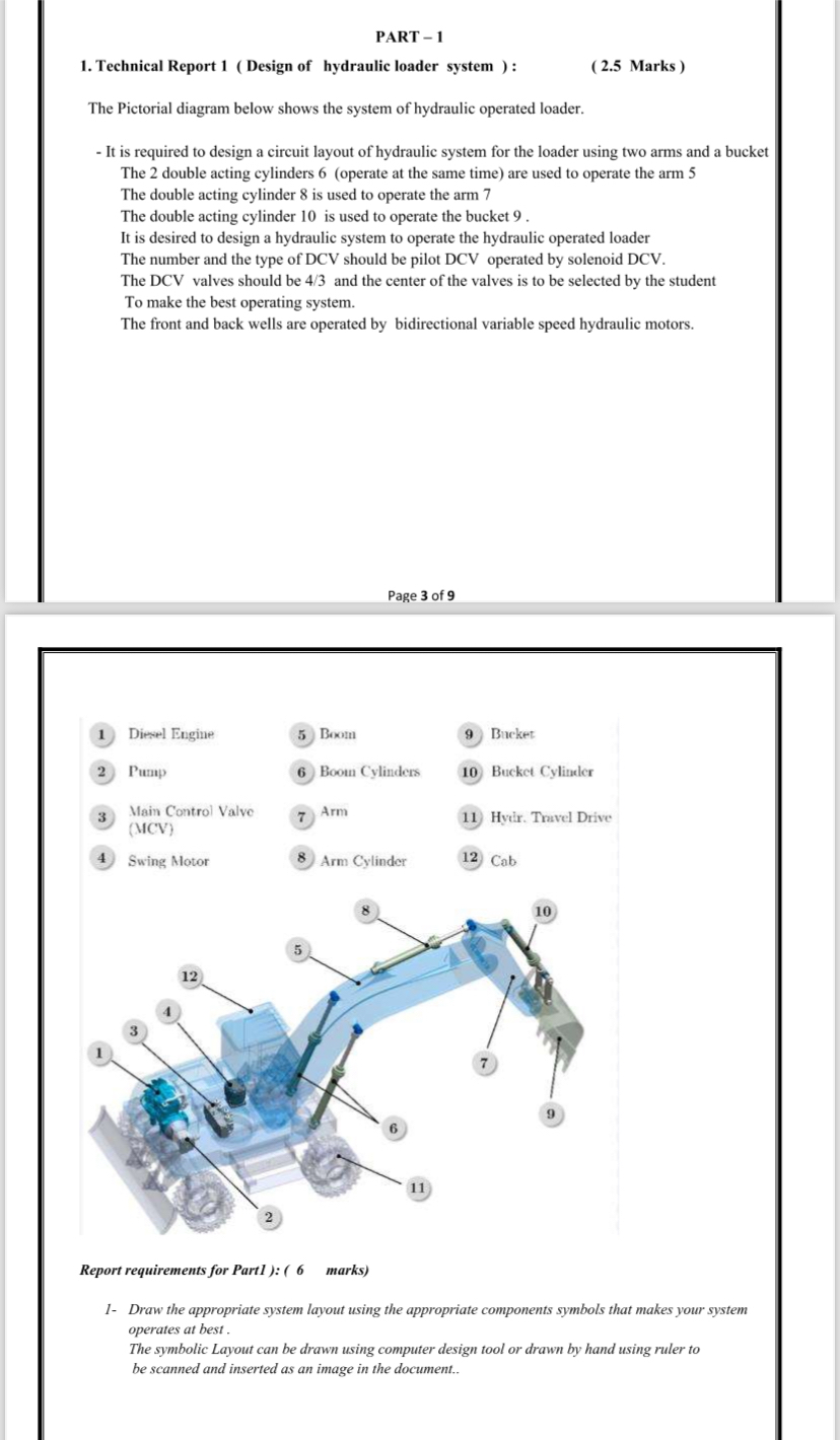 Solved PART - 1Technical Report 1 (Design of hydraulic | Chegg.com