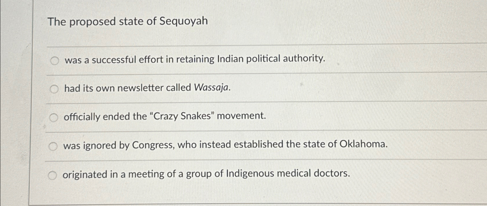 Solved The proposed state of Sequoyahwas a successful effort | Chegg.com