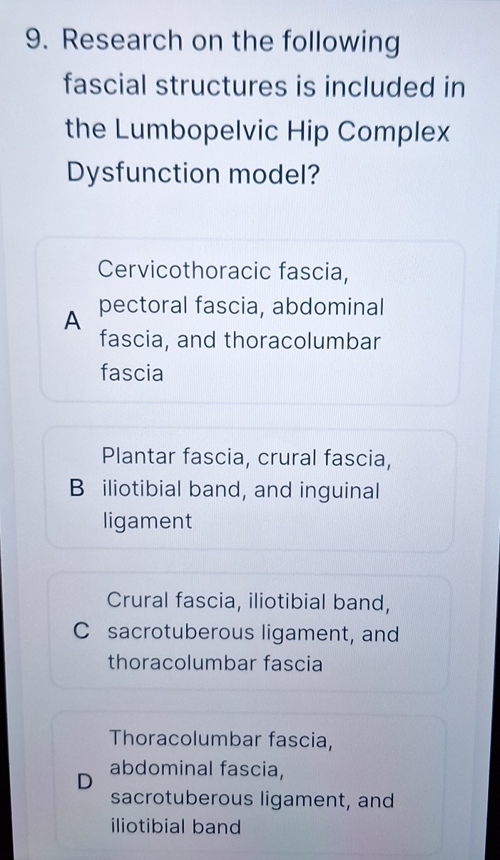Solved Research on the following fascial structures is | Chegg.com