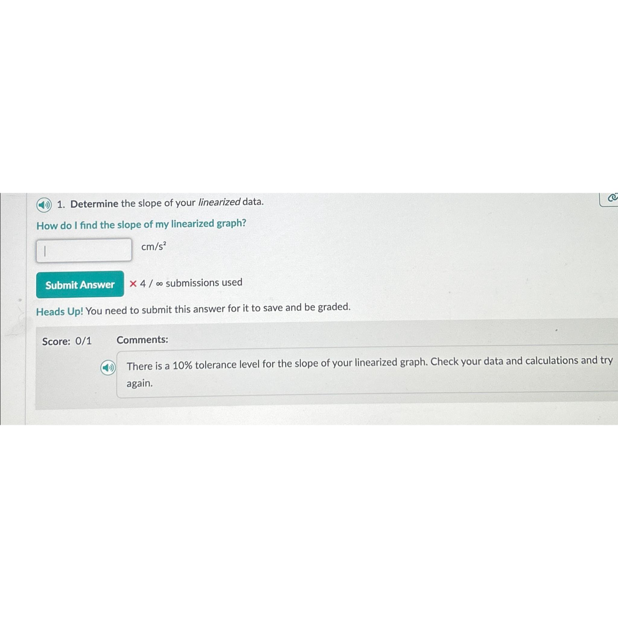 Solved Determine the slope of your linearized data.How do I | Chegg.com