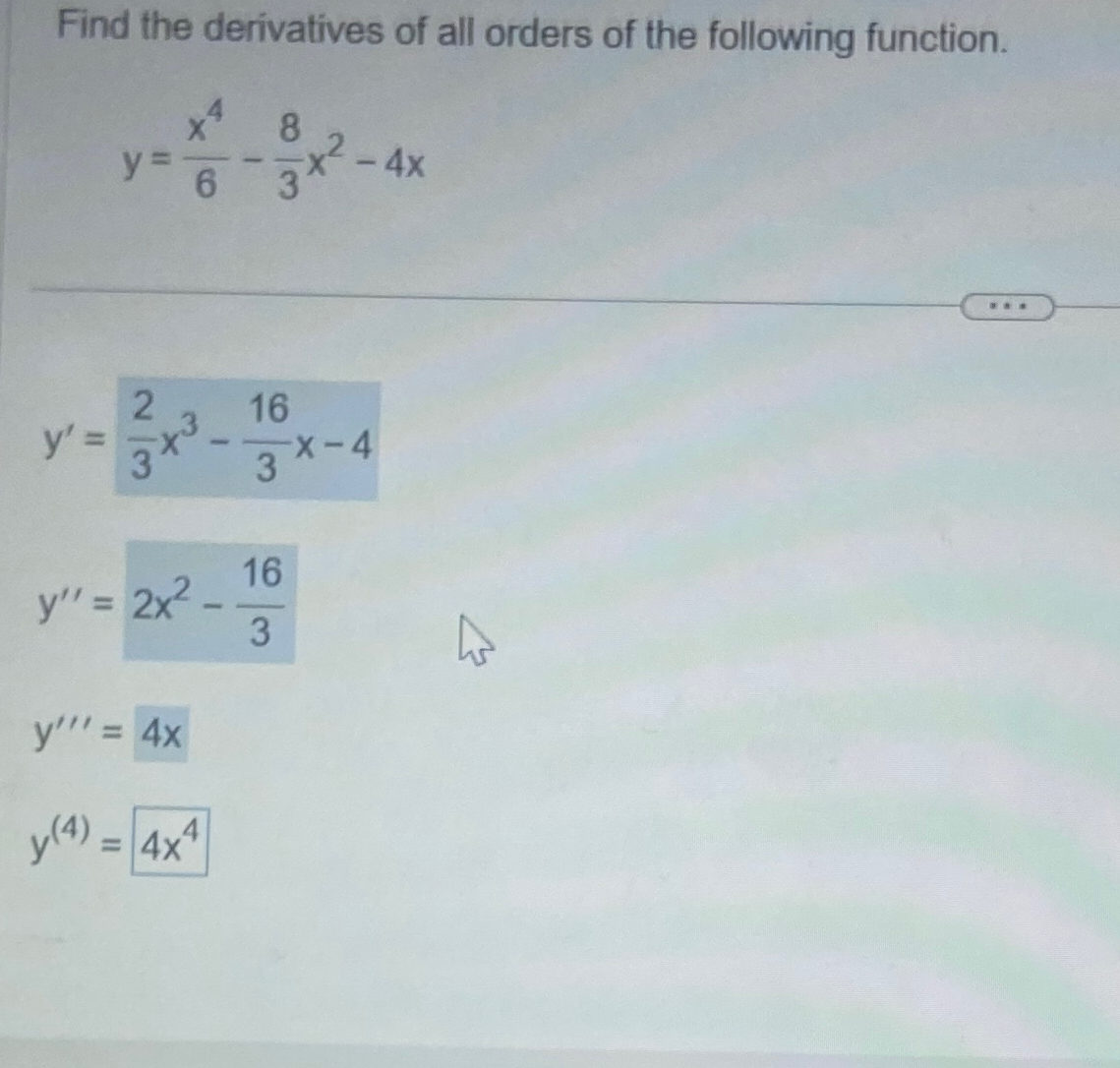Solved Find the derivatives of all orders of the following | Chegg.com