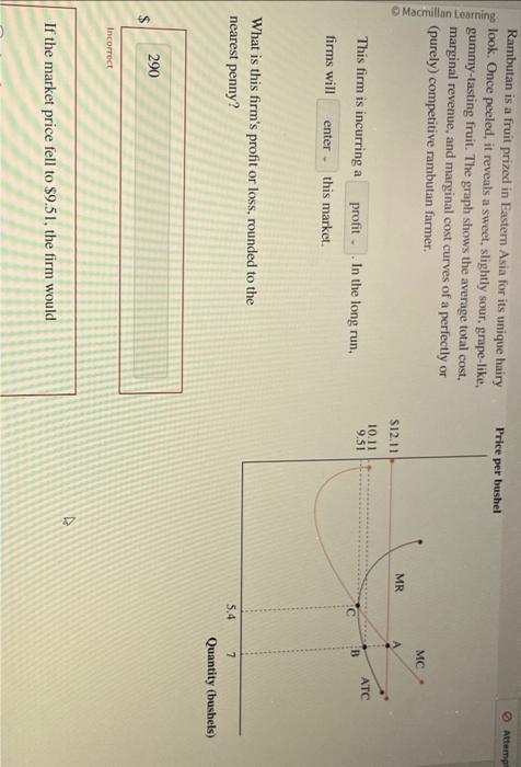 Solved The graph shows the average total cost (ATC) curve, | Chegg.com