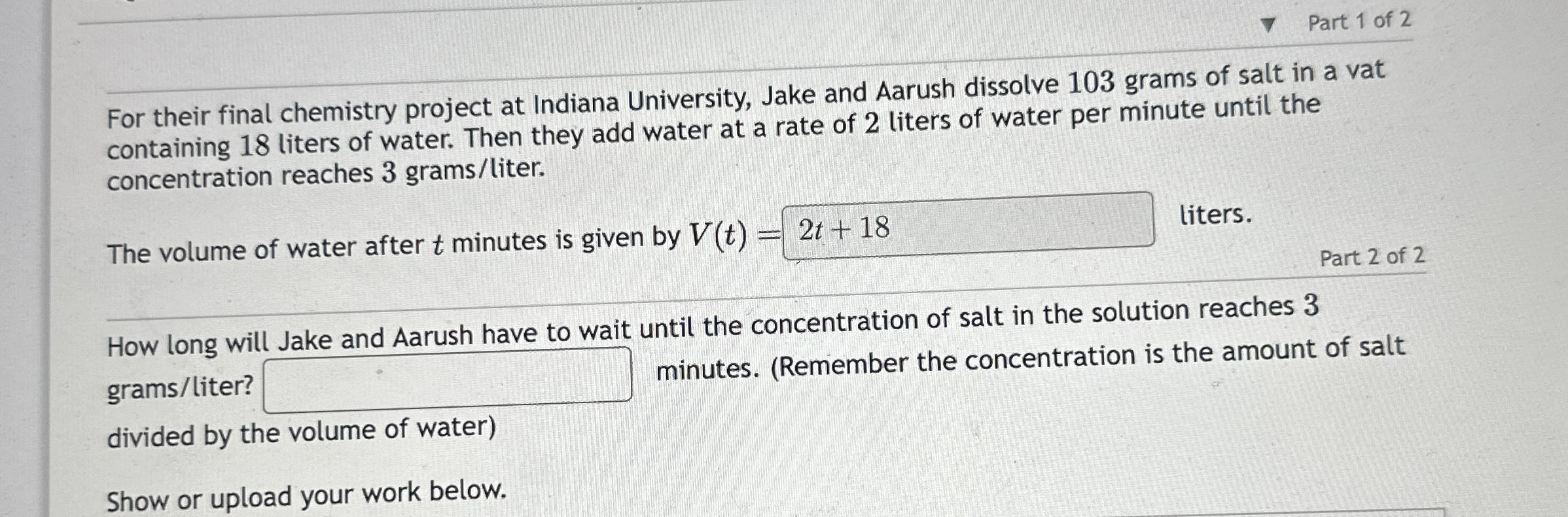 Solved Part 1 ﻿of 2For their final chemistry project at | Chegg.com