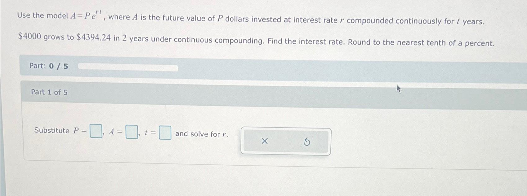 Solved Use the model A=Pert, ﻿where A ﻿is the future value | Chegg.com