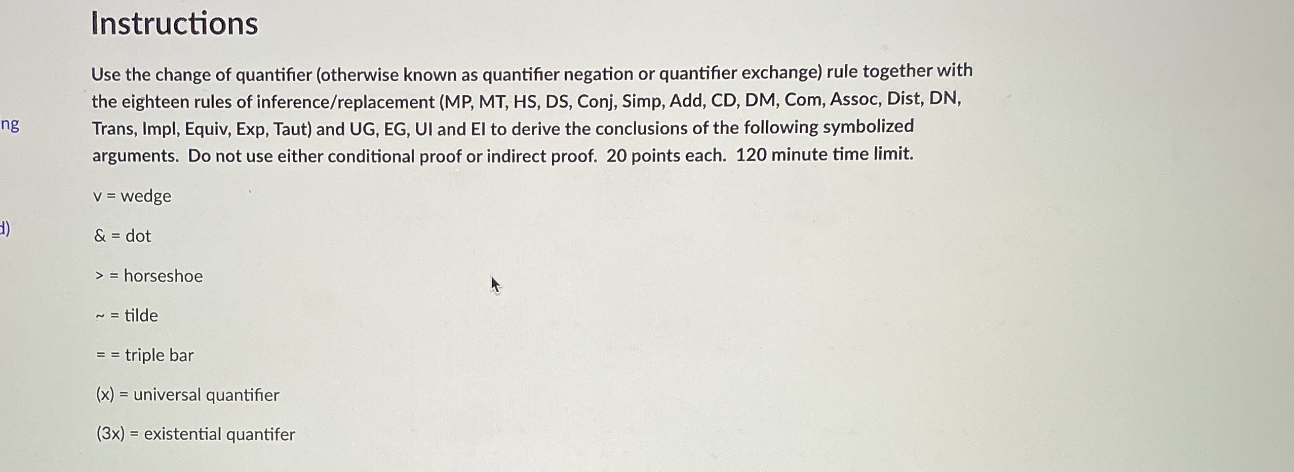 InstructionsUse the change of ﻿quantifier (otherwise | Chegg.com