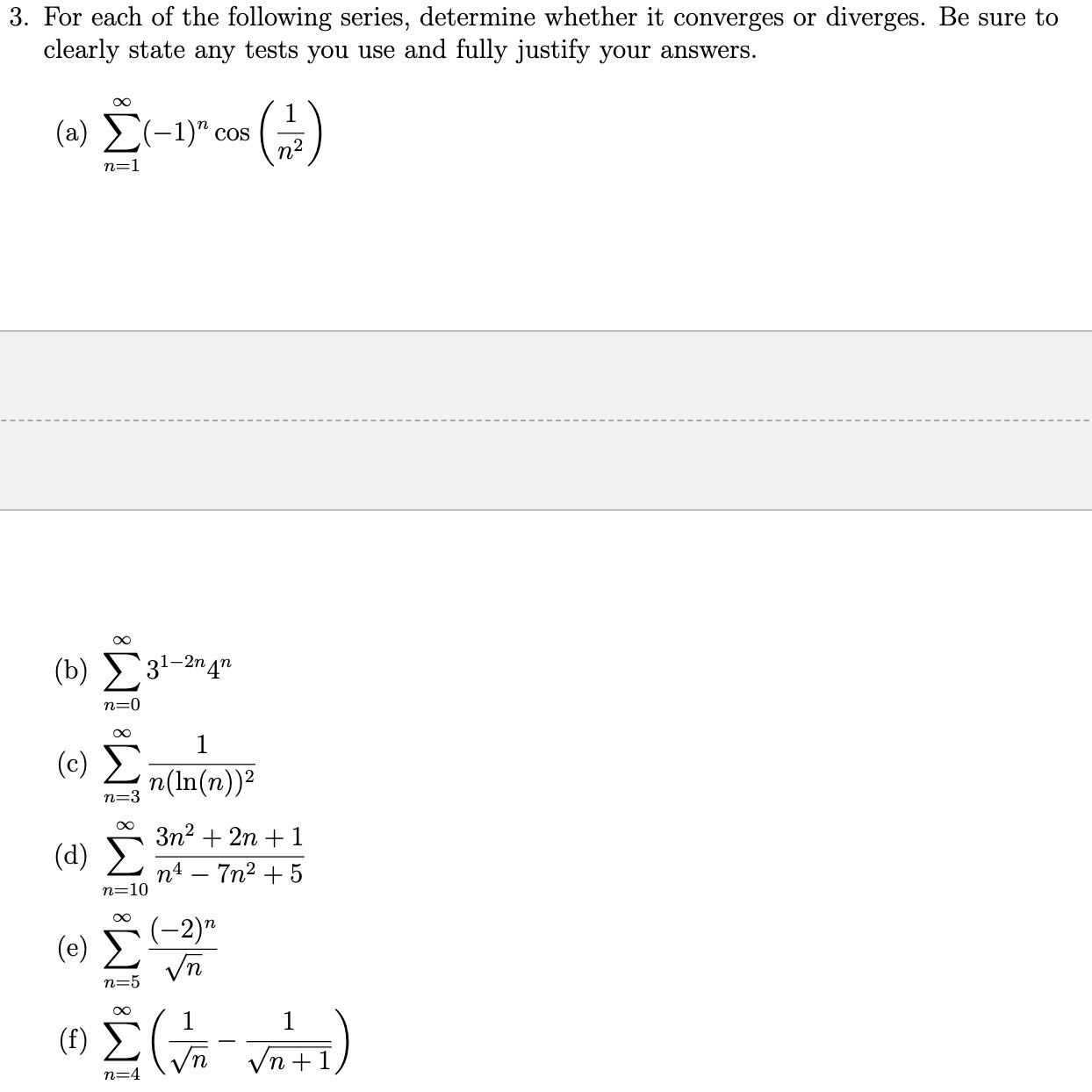 Solved For each of the following series, determine whether | Chegg.com