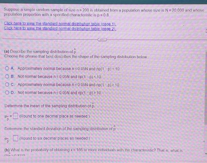Solved Suppose a simple random sample of size n=200 is | Chegg.com