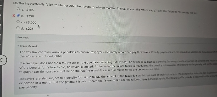 Solved Martha inadvertently failed to file her 2023 ﻿tax | Chegg.com