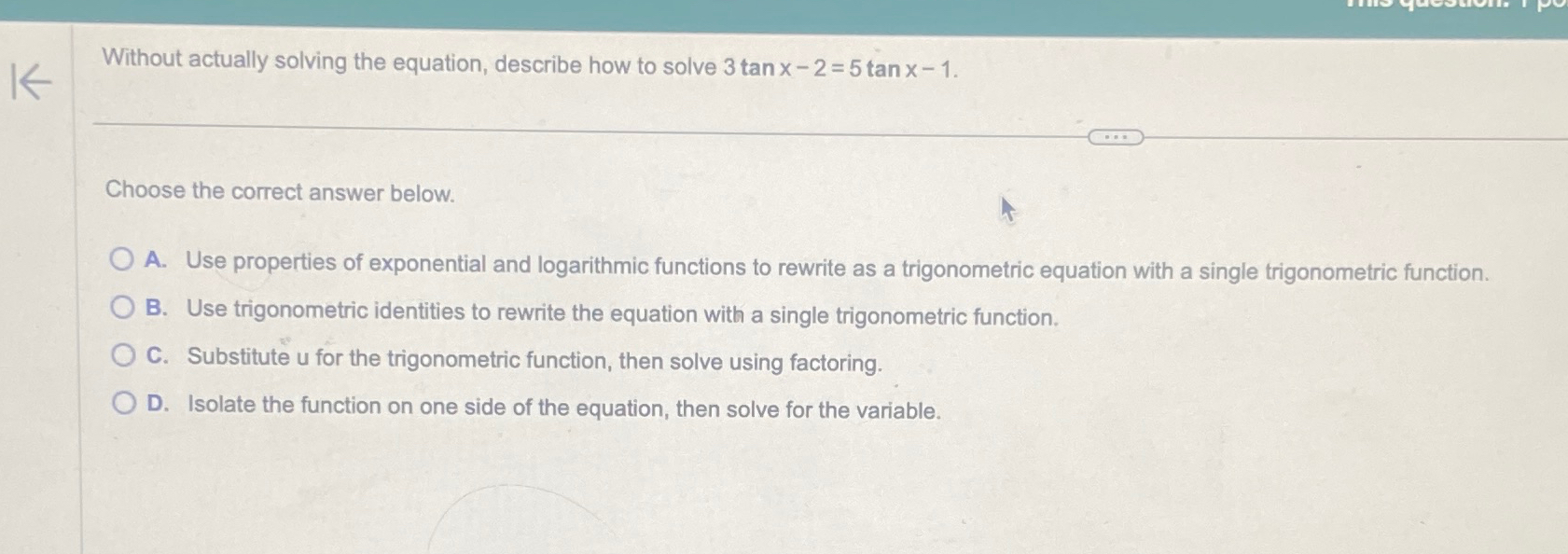 Solved Without actually solving the equation, describe how | Chegg.com