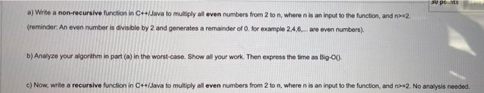 Solved su points a) Write a non-recursive function in | Chegg.com