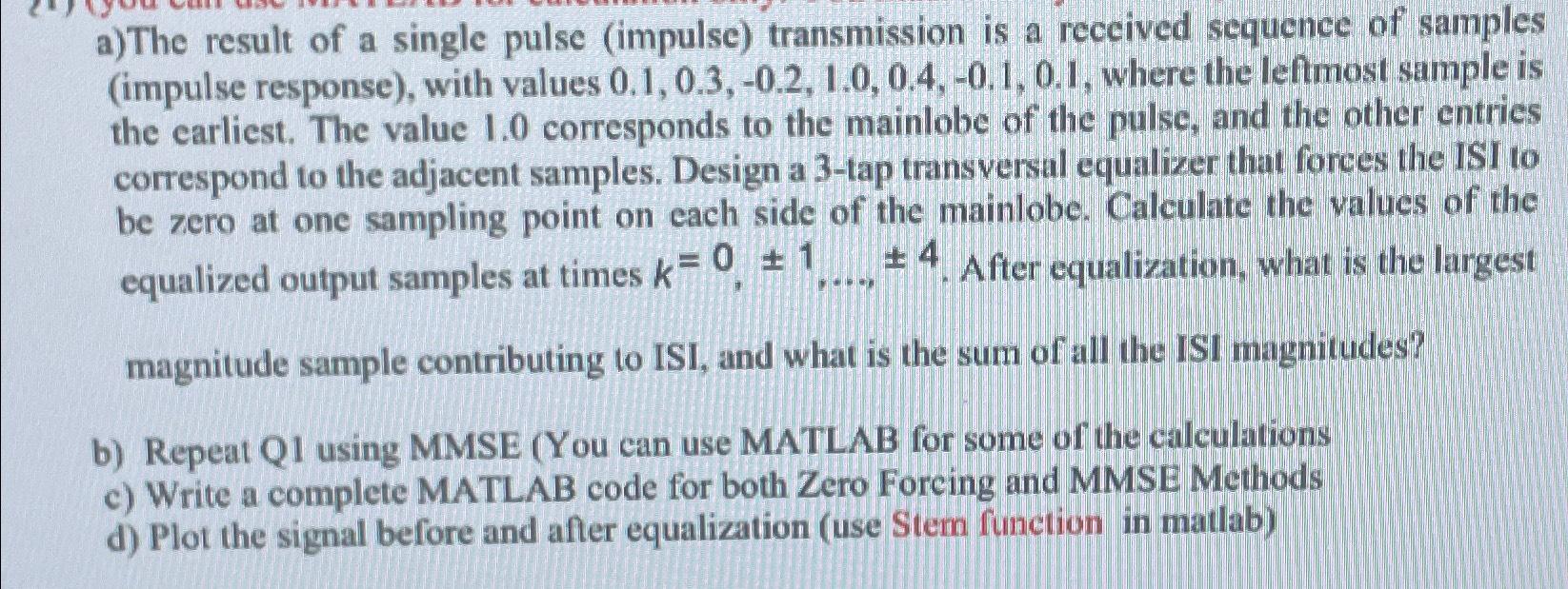 Solved a)The result of a single pulse (impulse) | Chegg.com