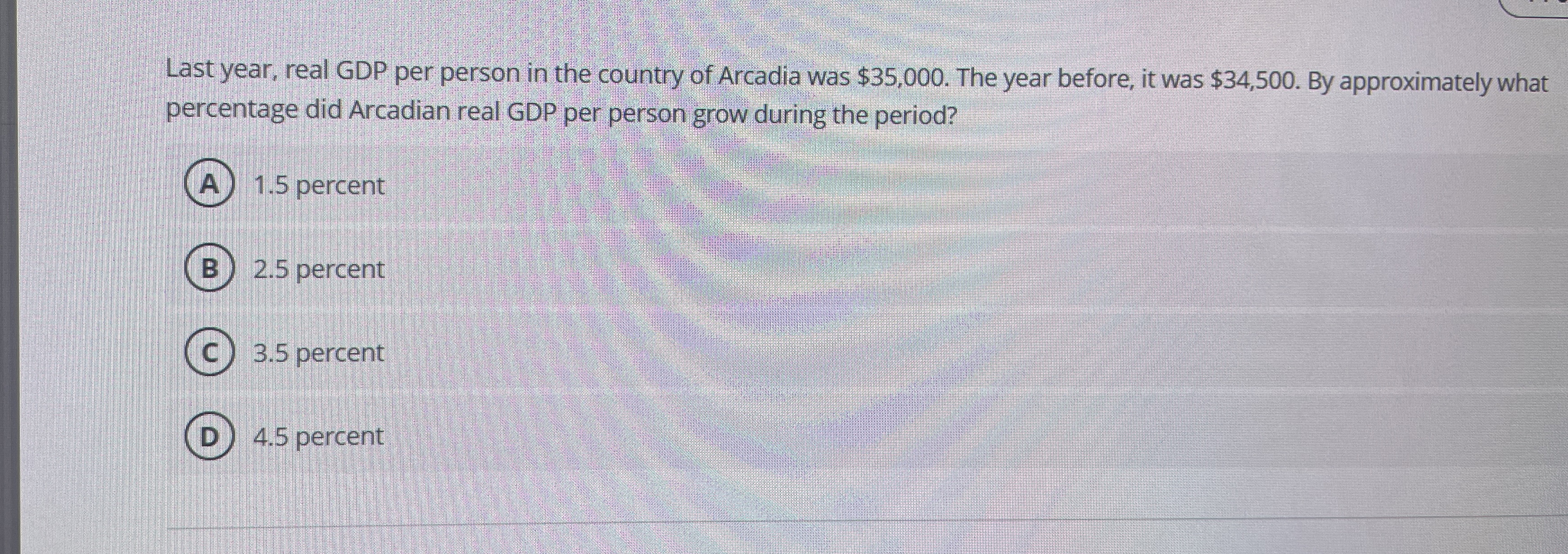Solved Last year, real GDP per person in the country of | Chegg.com