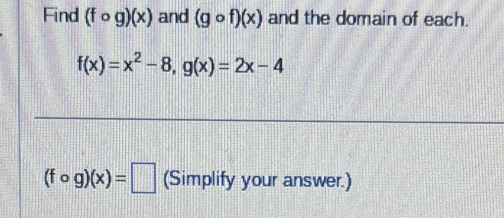 Solved Find (f@g)(x) ﻿and (g@f)(x) ﻿and the domain of | Chegg.com