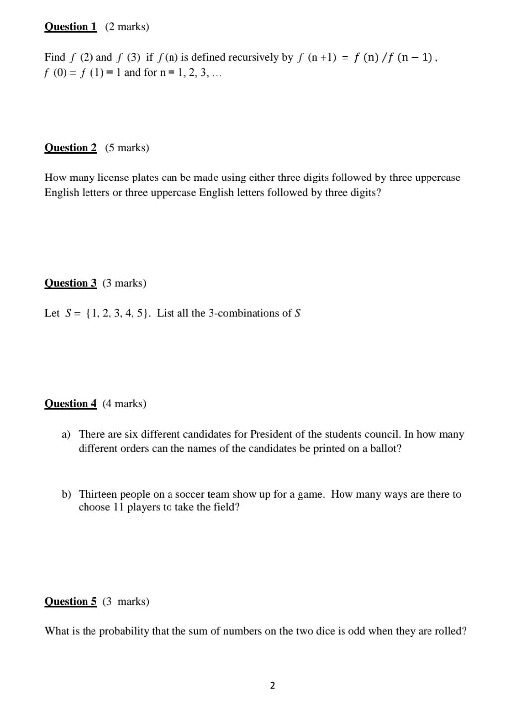 Solved Find f(2) and f(3) if f(n) is defined recursively by | Chegg.com