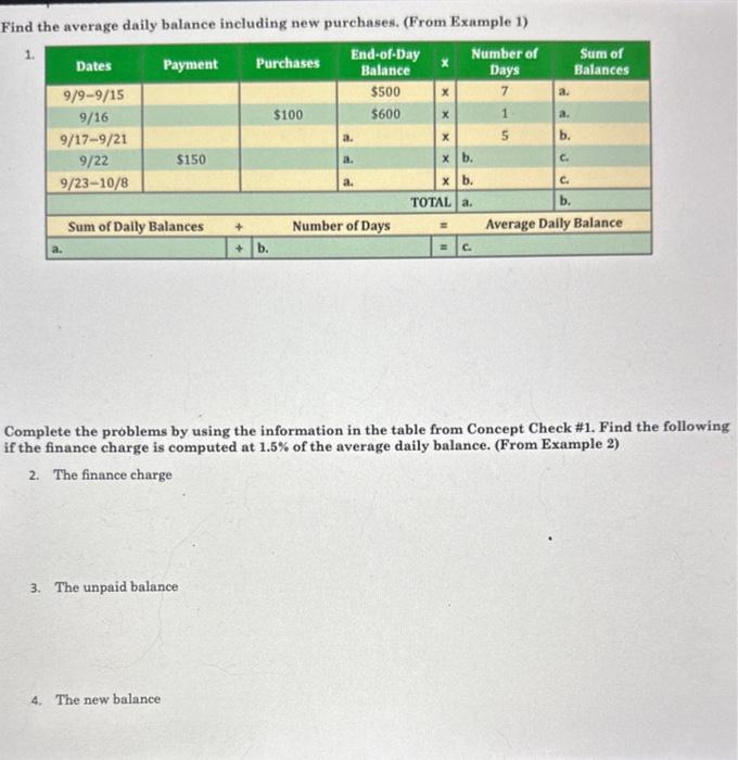Solved Find the average daily balance including new | Chegg.com