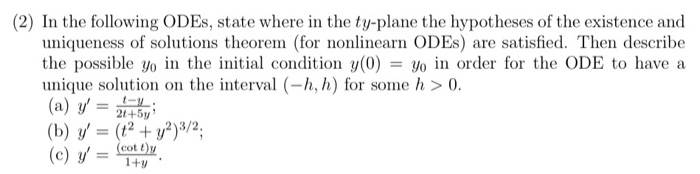 Solved (2) In the following ODEs, state where in the | Chegg.com