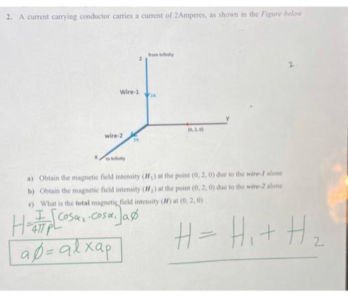 Solved 2. A current carrying conductor carries a current of | Chegg.com