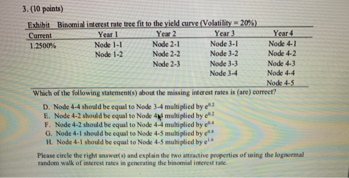 Solved 3.(10 points) Exhibit Binomial interest rate tree fit | Chegg.com